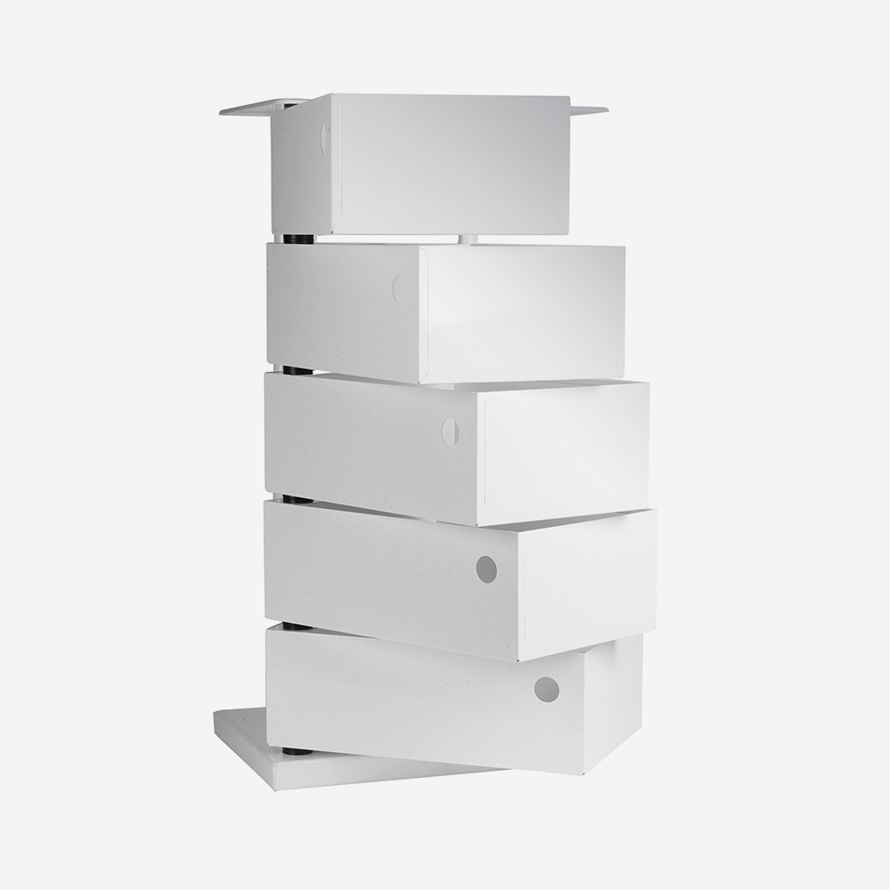 Meuble colonne métal de salle de bain pivotant 5 casiers blanc mat ...