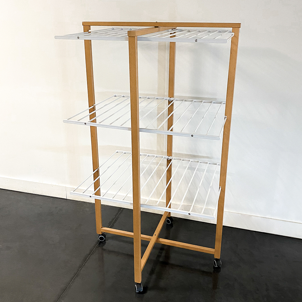 Etendoir à linge tour en bois massif Kari haut de gamme - Bath Bazaar