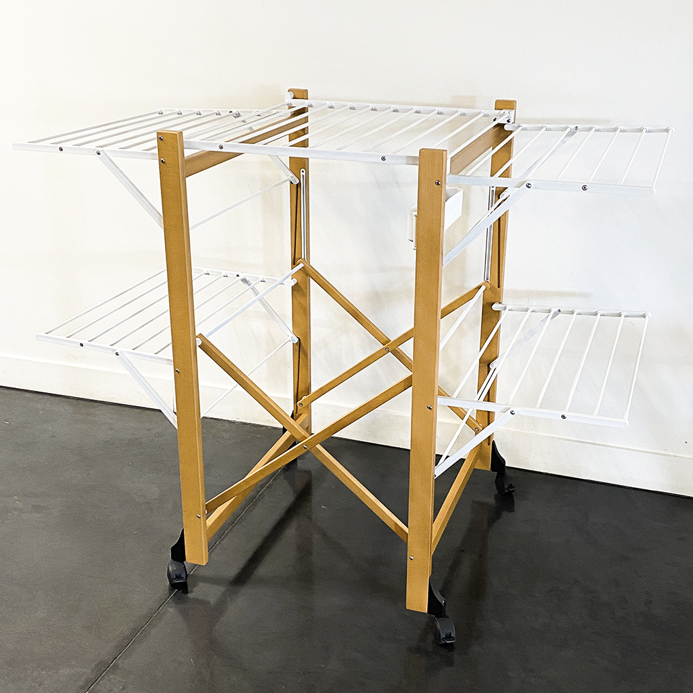 Etendoir à linge tour en bois massif Kari haut de gamme - Bath Bazaar